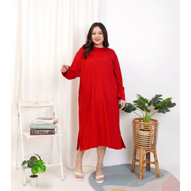 Jual LD 120 140 MIDI DRESS DASTER TUNIK KAOS SUPER JUMBO BIGSIZE OVERSIZE BASIC POLOS HITAM ...