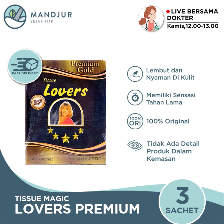 Jual Tissue Lovers Premium Gold Isi 3 Sachet - Tisu Magic Antiseptik ...
