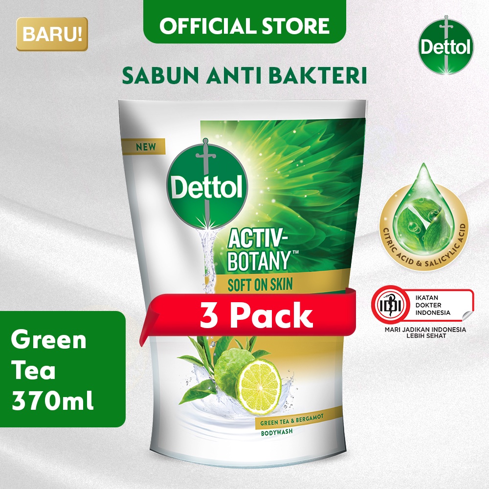 Jual Dettol Sabun Mandi Cair Activ-Botany Green Tea Bergamot Pouch 370 ...