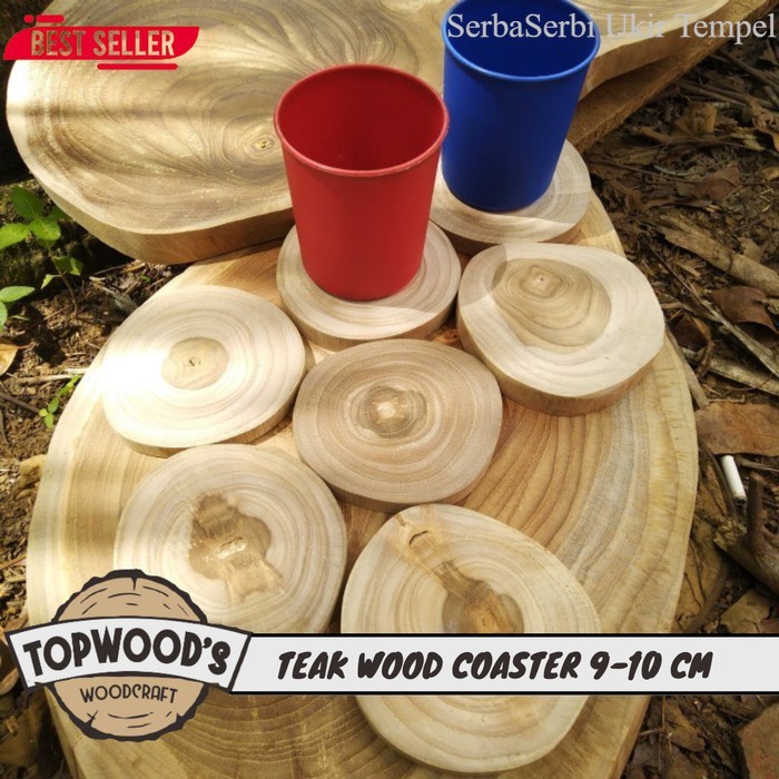 Jual TEAK WOOD COASTER 9-10 CM WOOD SLICE TATAKAN GELAS KAYU JATI - 8 ...
