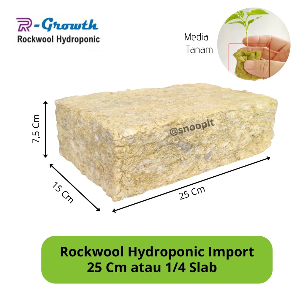 Jual Rockwool Hydroponic R-Growth 25 Cm ¼ Slab Media Tanam Hidroponik ...