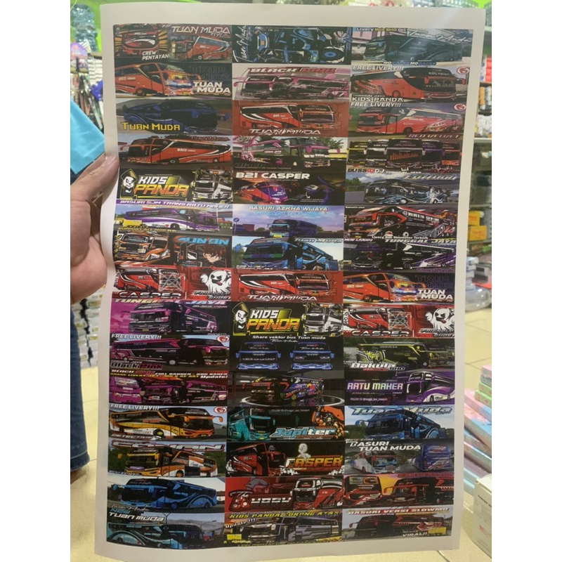 Jual sticker bus basuri 1 lembar isi 45 / sticker bus mania / sticker ...
