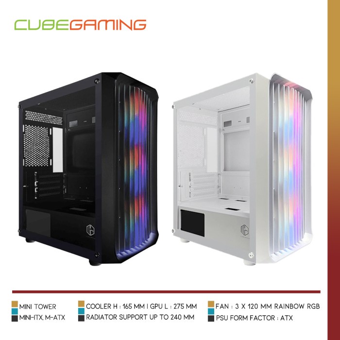 Jual CUBE GAMING Cayn | Compact Case with Triple Rainbow RGB Fan ...