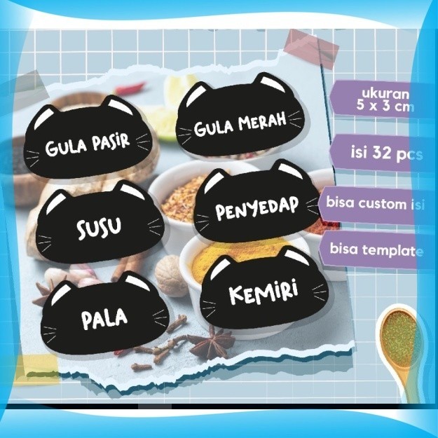 Jual Cetak STIKER LABEL NAMA BUMBU DAPUR WATERPROOF BISA CUSTOM (5x3 ...