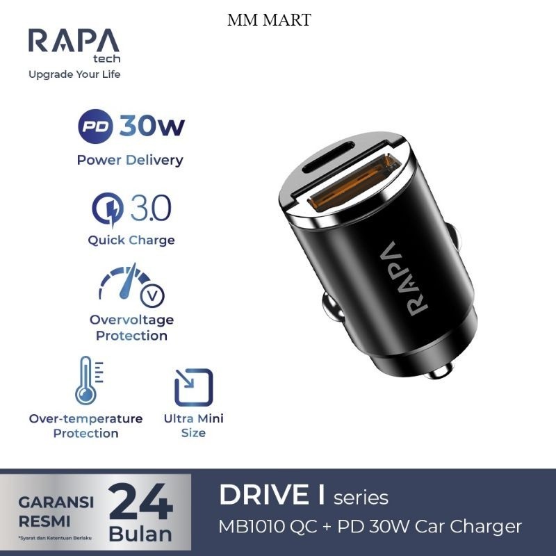 Jual RAPAtech MB1010 DRIVE I Car Charger Dual Port Fast Charging QC3.0 ...