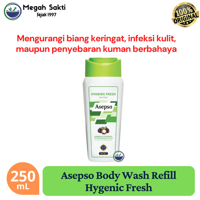 Jual Megah Sakti - Asepso Body Wash Hygienic Fresh 250 mL - Sabun Cair menyehatkan kulit HIJAU ...