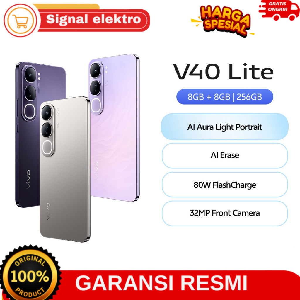 Jual vivo V40 Lite 4G (8/256) - AI Aura Light Potrait, AI Erase, 80W FlashCharge, 32MP Front ...