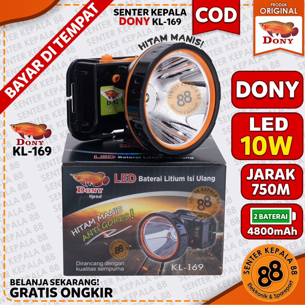 Jual toko penipu Senter Kepala Dony KL 169 KL-169 Hitam Manis 10 WATT ...