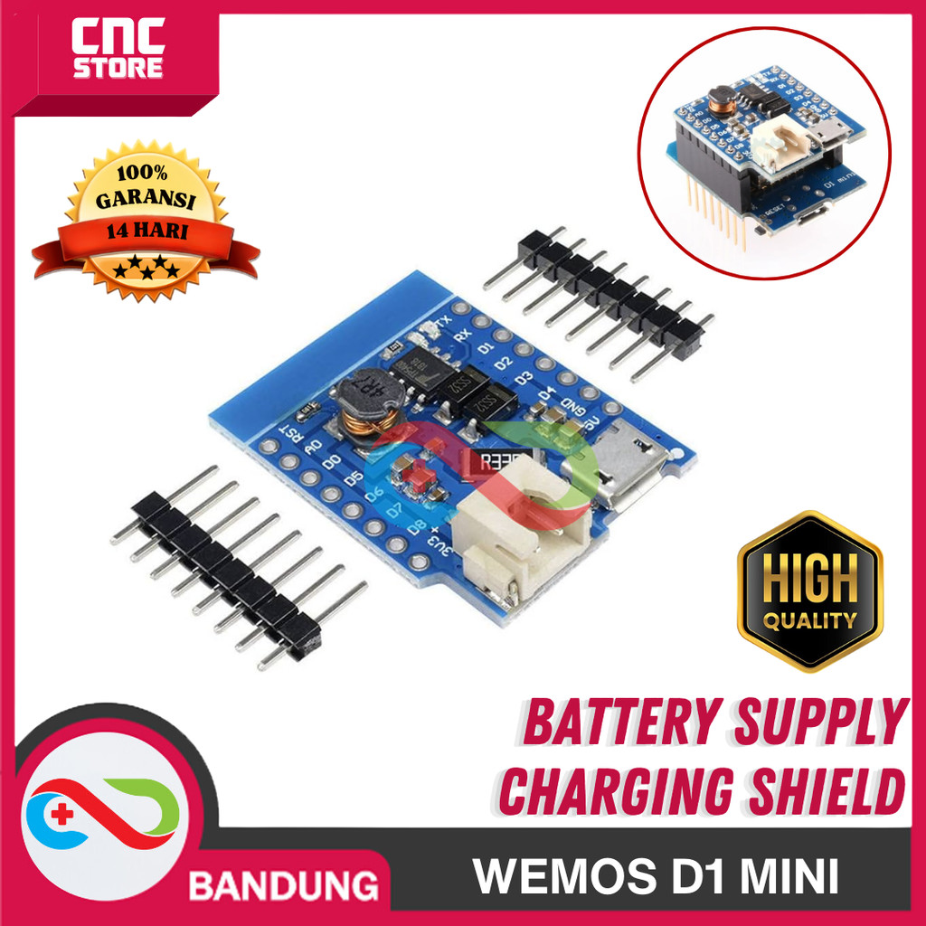 Jual WEMOS D1 MINI LITHIUM (LiPo) BATTERY SUPPLY CHARGING SHIELD ...