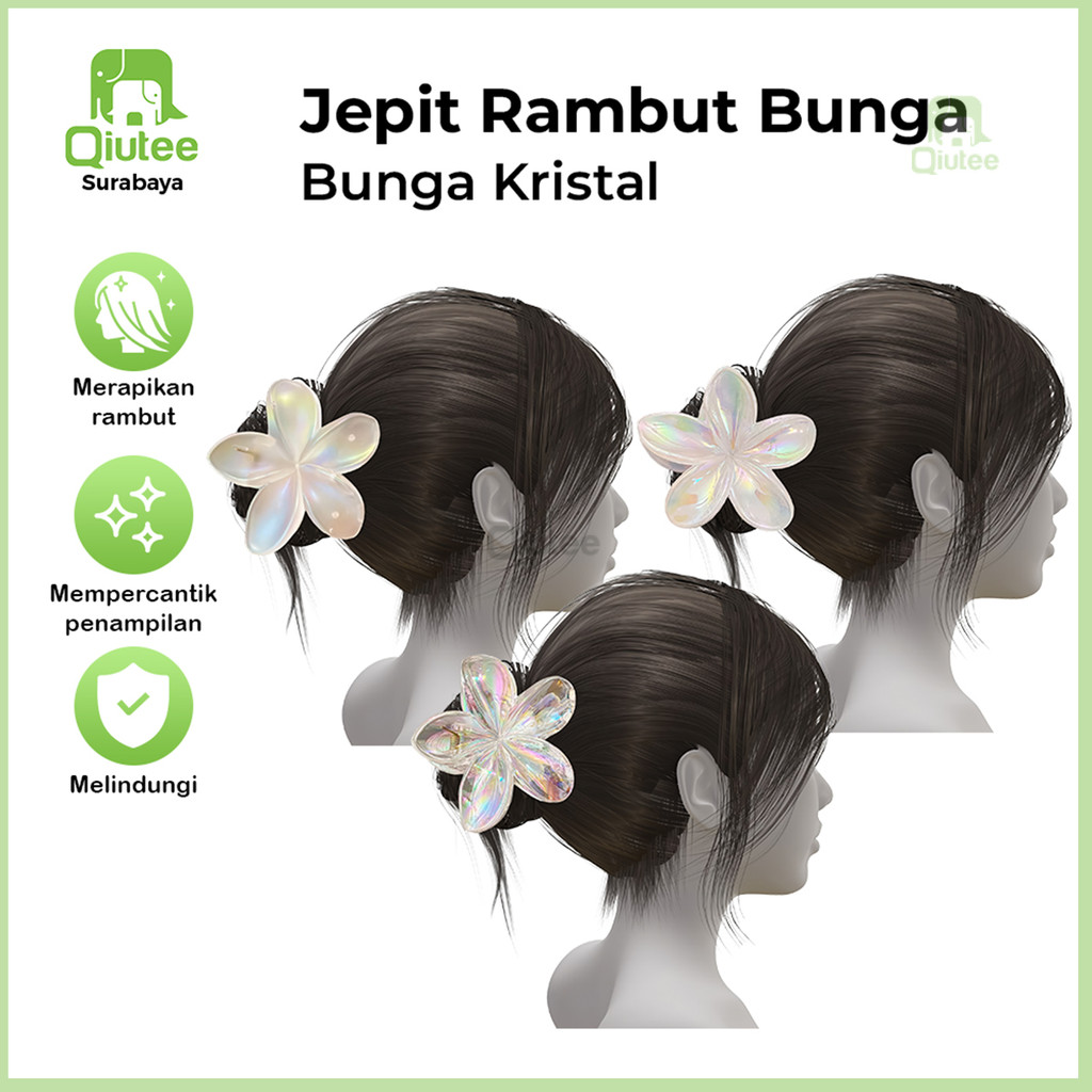 Jual Jepit Motif Bunga Kamboja Cantik Sparkle White Transaparent ...