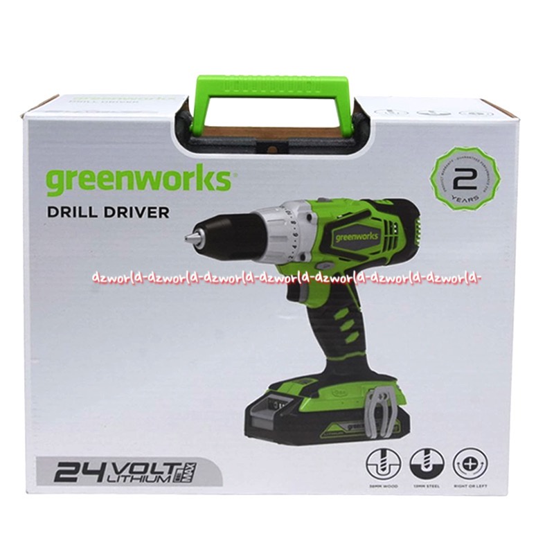 Jual Greenworks Drill Driver 24v Alat Mesin Bor Cordless Tanpa Kabel 1750rpm Li-ion 13mm Green ...