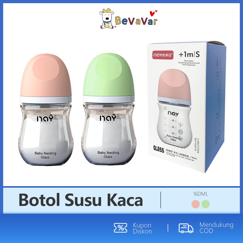 Jual BEVAVAR Botol Kaca Asi 160ML Botol Susu Bayi Wide Neck 0-6 Bulan | Shopee Indonesia