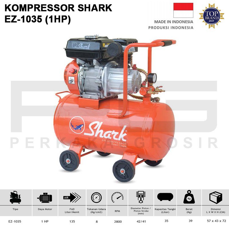 Jual Kompressor SHARK 1 HP 35L Air Compressor Direct Drive EZ-1035 35 ...