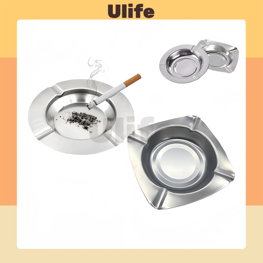 Jual Asbak Murah/Asbak Rokok Stainless Bentuk Kotak Dan Bulat/Bulat ...