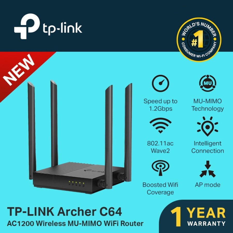 Jual TP-Link Archer C64 AC1200 Wireless MU-MIMO WiFi Router | Shopee ...