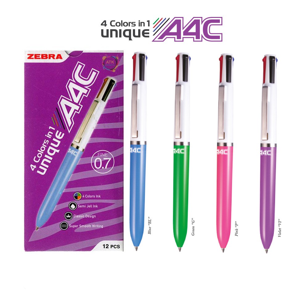 Jual ZEBRA Pulpen A4C Pulpen 4 Warna / Ballpoint 4 Colour - Satuan ...