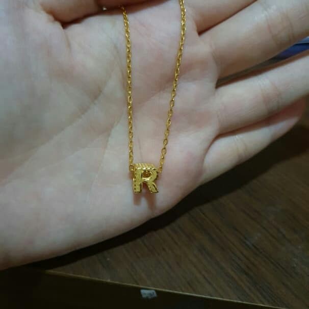 Jual Kalung Anak Inisial Huruf R Elegant Emas Asli | Shopee Indonesia
