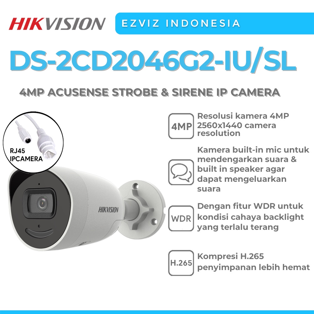 Jual HIKVISION DS-2CD2046G2-IU/SL 4MP ACUSENSE STROBE & SIRENE IP CAMERA | Shopee Indonesia