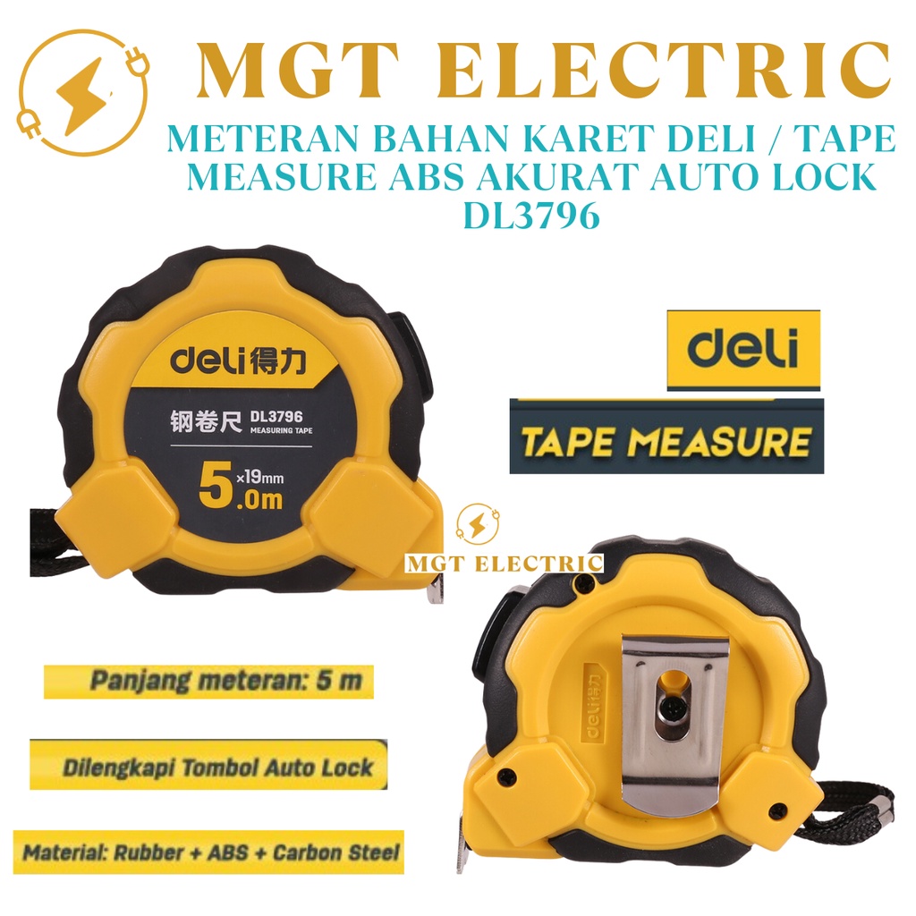 Jual Meteran Bahan Karet Deli / Tape Measure ABS Akurat Auto Lock ...