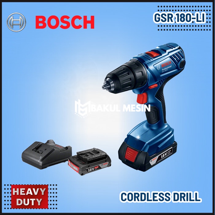 Jual Bosch GSR 180 LI Cordless Drill 18V Mesin Bor Baterai 18 Volt ...