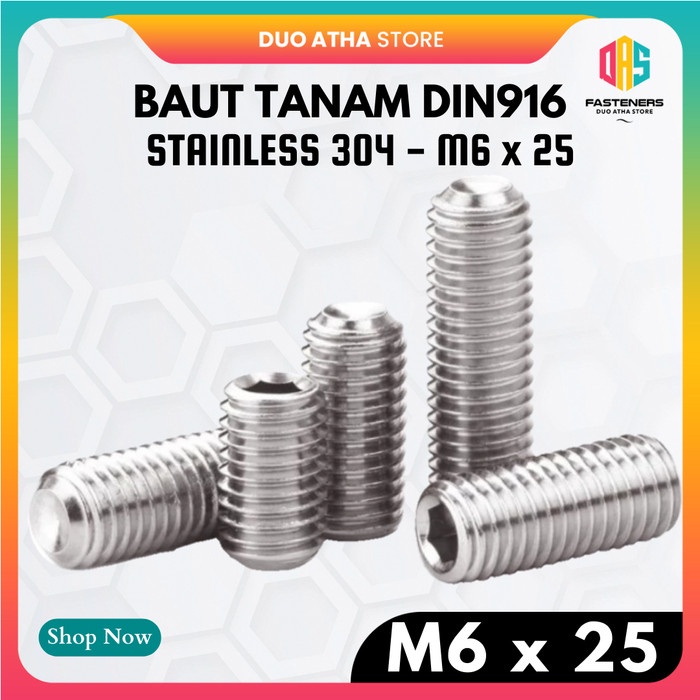 Jual Baut Tanam L M6 x 25 / L-Set Socket M6x25 Stainless SS304 | Shopee Indonesia
