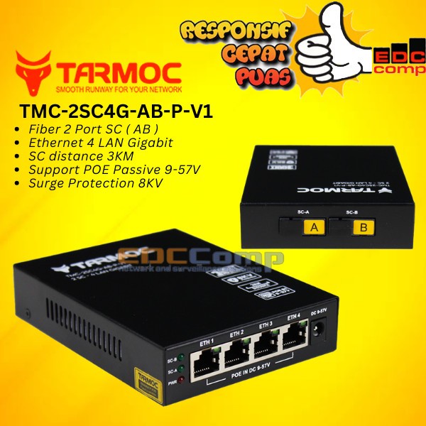 Jual Tarmoc TMC-2SC4G-AB-P-V1 | Media Converter Switch 2FO 4LAN / 2 FO 4 LAN Gigabit POE IN 9-57 ...