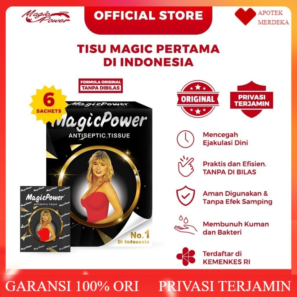 Jual Magic Power Tissue - Antiseptic Tissue Original - 1 Box (6 Sachet) Tanpa Bilas | Shopee ...