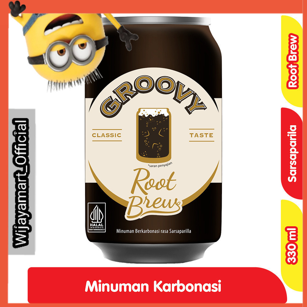 Jual Groovy Root Brew Minuman Karbonasi Sarsaparila Kaleng 330 ml ...