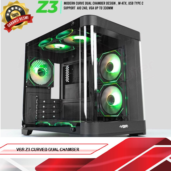 Jual VBR Z3 | Z-3 Modern Curve Dual Chamber mATX Type C | Gaming Case m ...