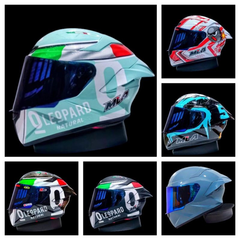 Jual helm mla CRYPTON ORIGINAL FULL FACE MOTIF LEOPARD EASY GREEN helem ...