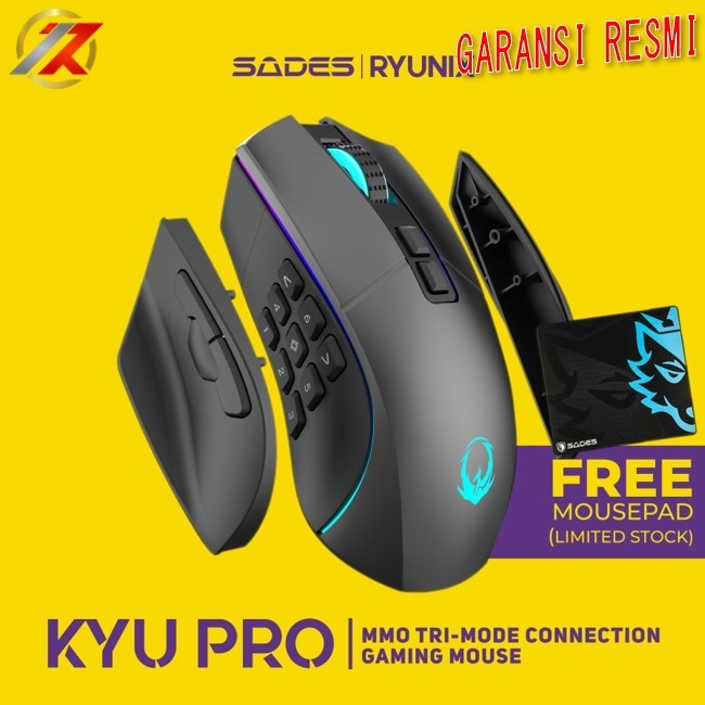 Jual SADES RYUNIX KYU PRO MX1 Mouse Gaming Wireless Bluetooth Tri Mode ...