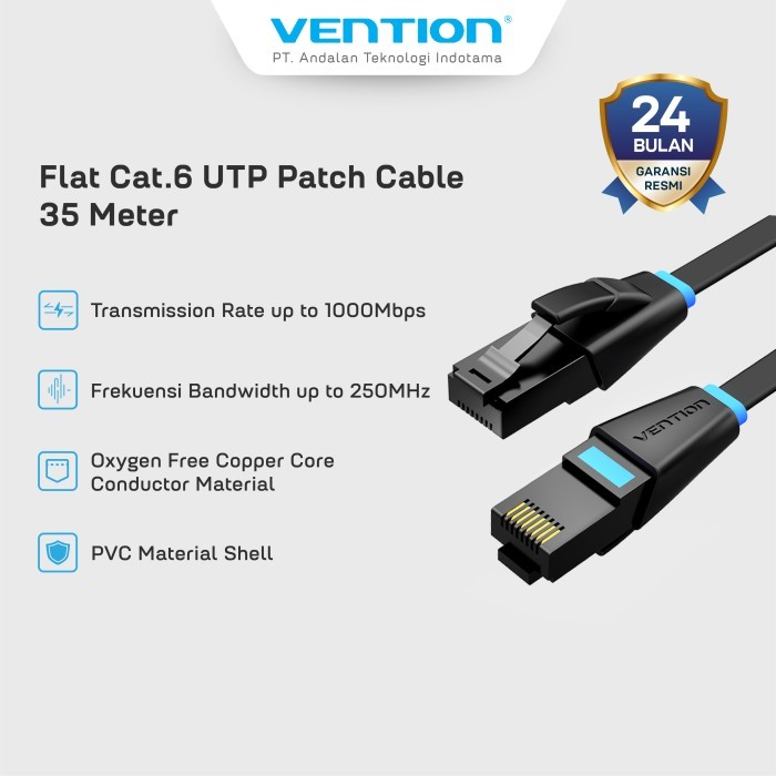 Jual Vention Kabel LAN Flat Cat6 UTP Patch Cable RJ45 1000Mbps 15M 20M 30M 35M 40M 50M - IBJ ...
