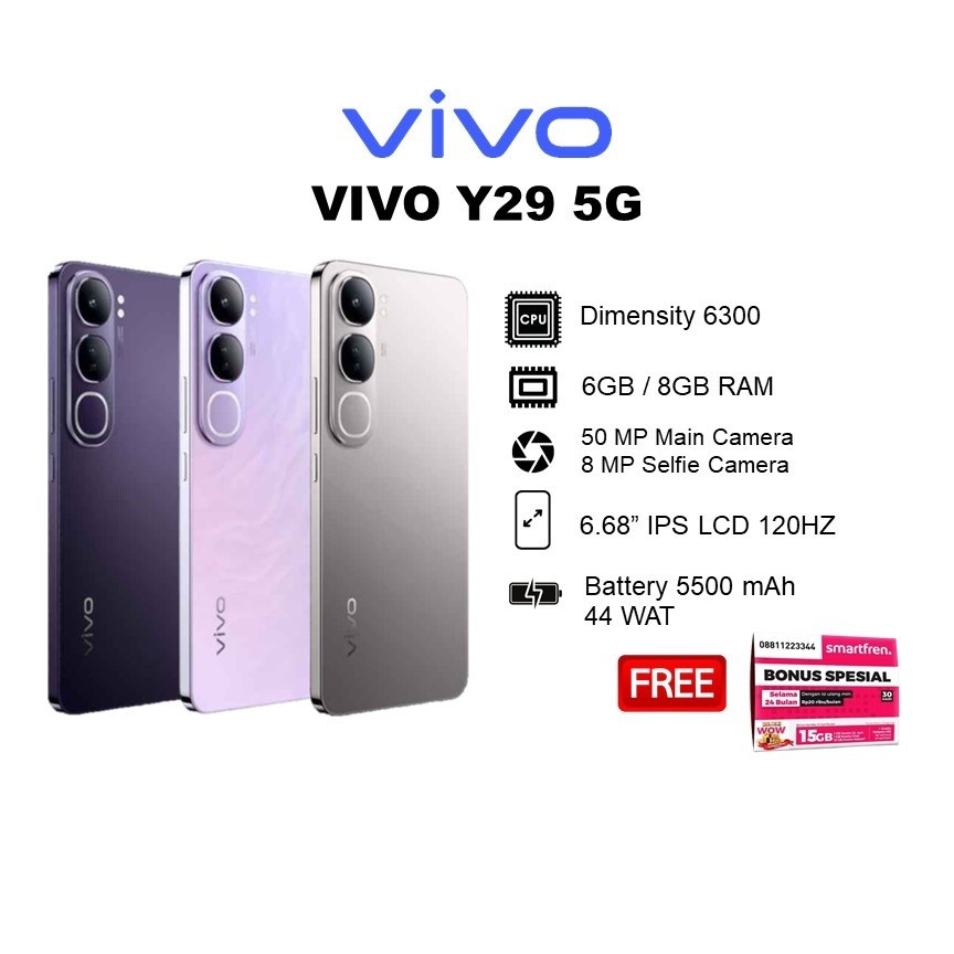 Jual VIVO Y29 4G 8GB/256GB | 50MP 5000mAh 6.51 Inches IPS LCD | Garansi Resmi Indonesia | Shopee ...
