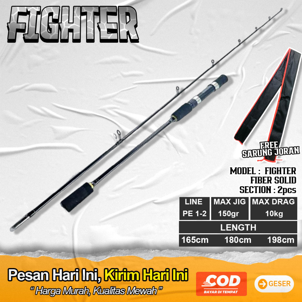 Jual Joran Pancing Laut Jigging Fighter pe 1-3 max 15kg Gratis Ongkir | Shopee Indonesia