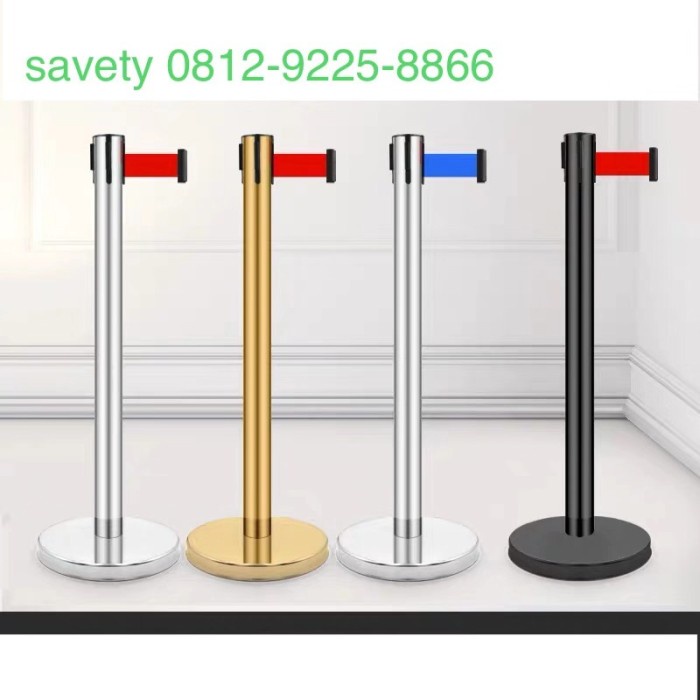 Jual tapak tiang antrian tiang pembatas antrian tali 1.8mtr biru merah ...