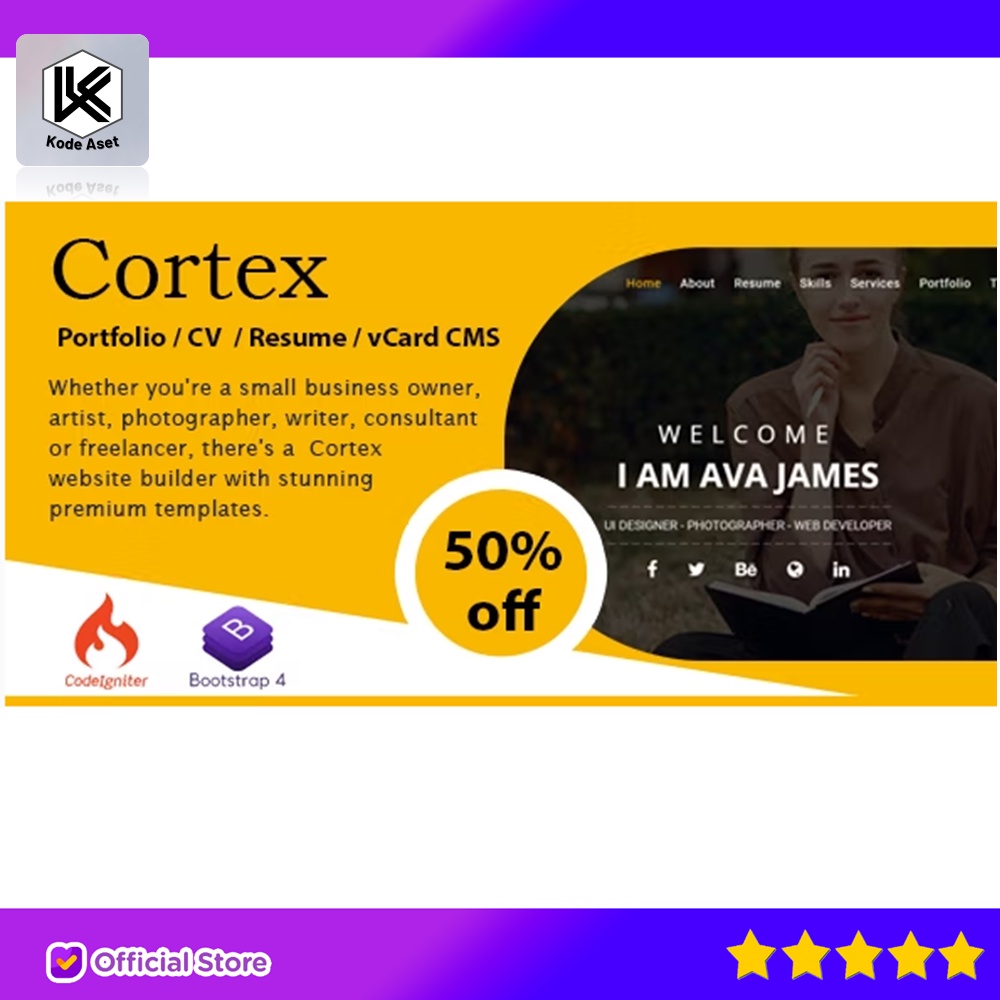 Jual SOURCE CODE APLIKASI CORTEX PORTFOLIO / CV / RESUME / VCARD CMS BY KODEASET | Shopee Indonesia
