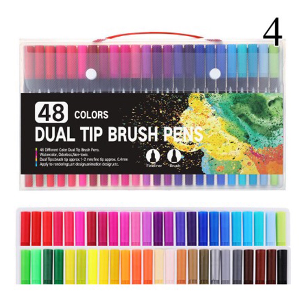 Jual Spidol Double Head Drawing Pen Fine Art Watercolor 12/24/36/ Warna ...