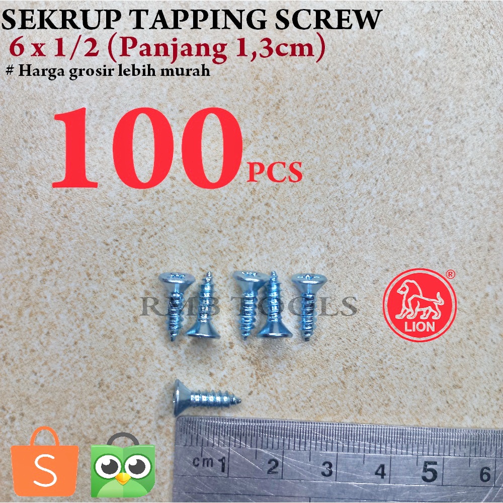 Jual 6x1/2 Sekrup Tapping FH Verseng Panjang 1.3cm #6 / Skrup Tapping FH Verseng 6 x 1/2 inch ...