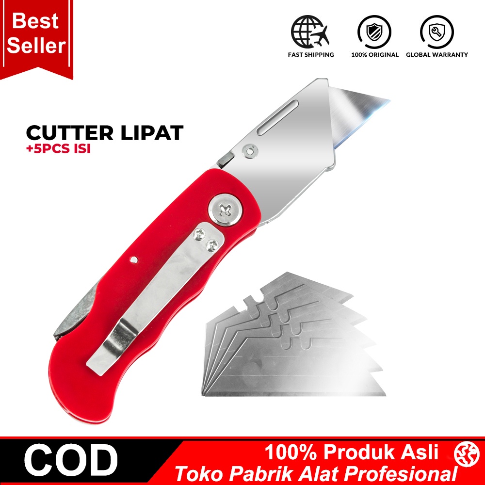 Jual Cutter Lipat Pisau Lipat Isi 5 PCS Mata Pisau Serbaguna Bahan ...