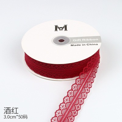 Jual 1 ROLL Korean Pita Renda Lace Ribbon - Merah ORI | Shopee Indonesia