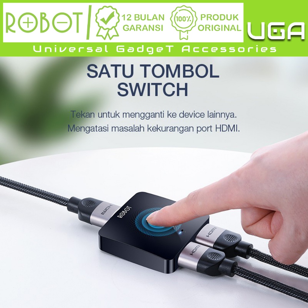 Jual ROBOT HM103 HDMI Switch & Splitter 2 Input 1 Output 4K Original ...