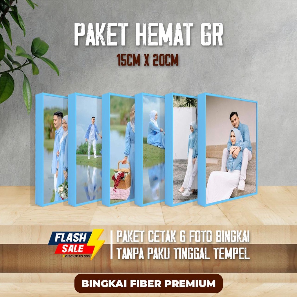 Jual PAKET 6 PCS CETAK FOTO + FRAME FIBER PREMIUM UKURAN 6R (15 x 20 CM ...
