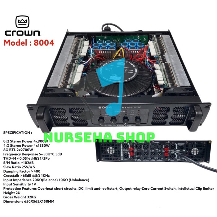 Jual Power Amplifier Crown8004 4Ch Ampli 800 Watt Crowm 8004 original ...