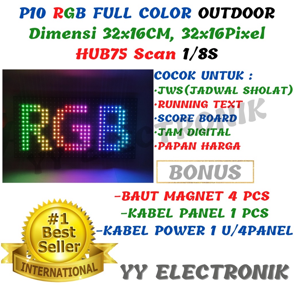 Jual Panel Modul LED P10 RGB Fulloutdoor Scan 1/8 FULL COLOR SMD (G) | Shopee Indonesia