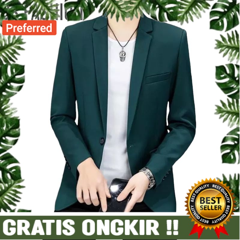 Jual jas blazer pria warna hijau botol/blazer pria saku tanpa tutup/jas ...