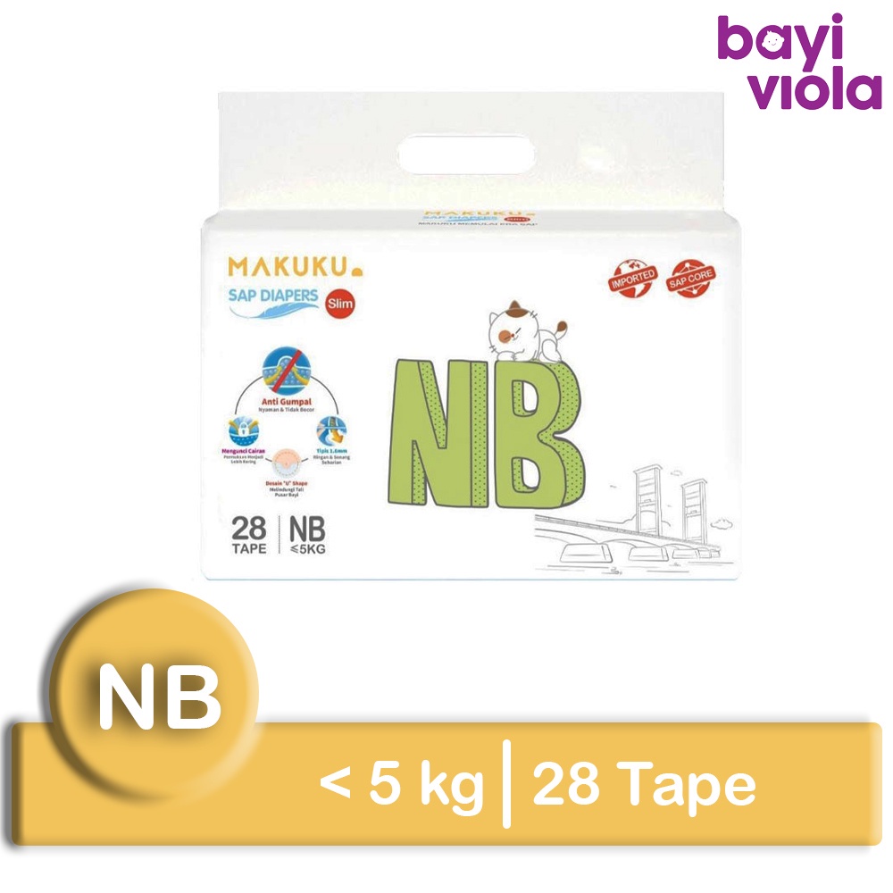 Jual Makuku SAP Diapers Slim Tape NB28 NB 28 Popok Bayi 0-5 kg | Shopee ...