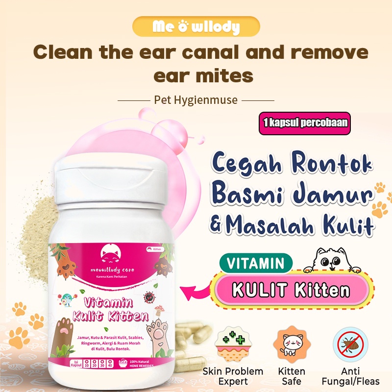 Jual Vitamin Kucing 1Kaps MASALAH KULIT KITTEN untuk Bulu Rontok Jamur ...