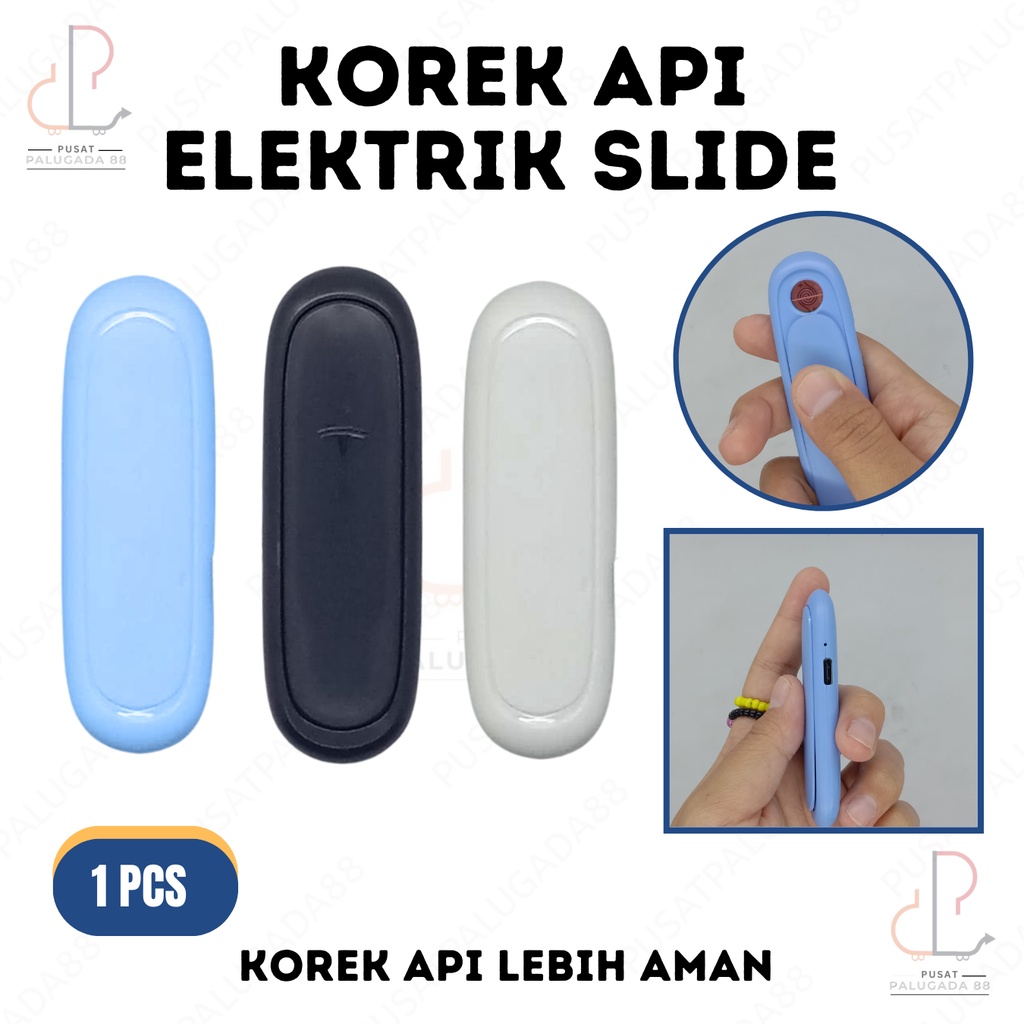 Jual Korek Api Elektrik Slide USB Pemantik Api Putih Biru Hitam Cas ...