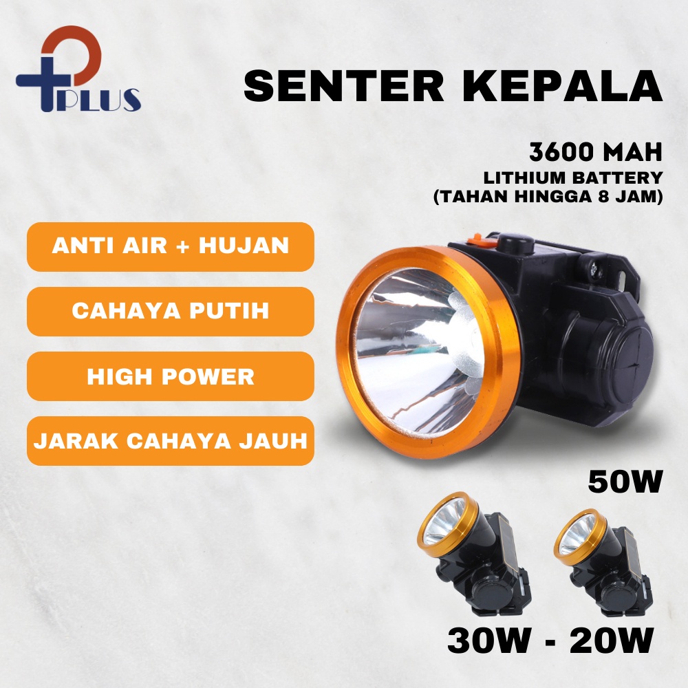 Jual [ Pplus } Senter Kepala Murah LED Super Terang Head Lamp Nyala 20W ...