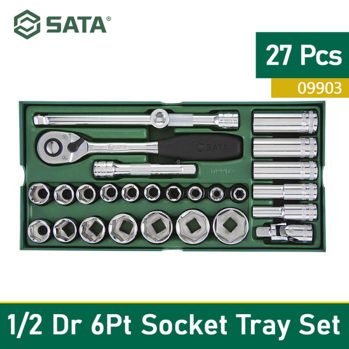 Jual SATA KUNCI SOCKET 1/2 INCH SET 09903 27PCS 6PT DR SOCKET SET ...